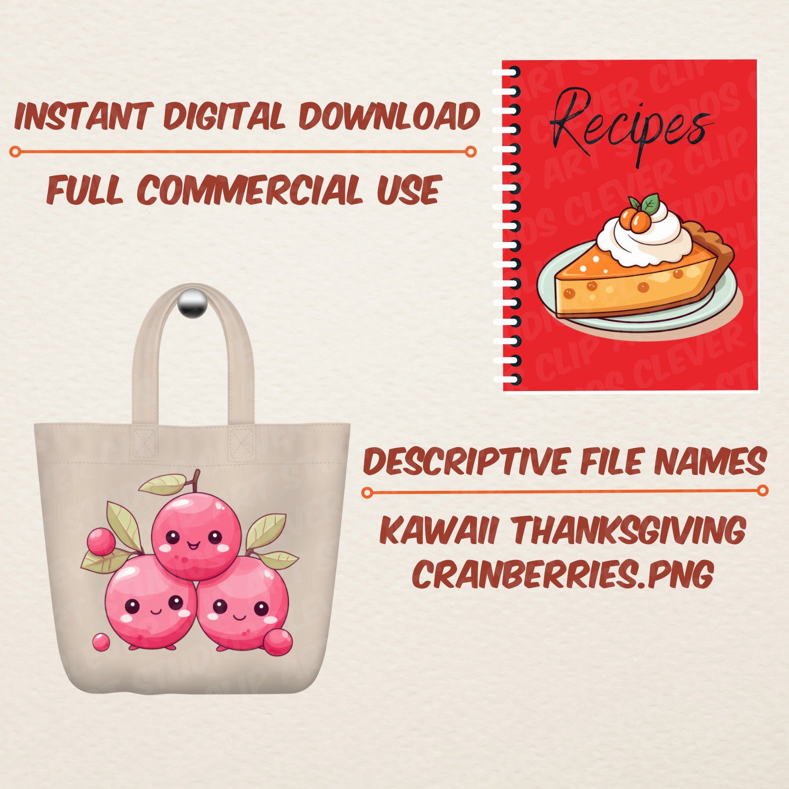 Kawaii Thanksgiving Cute Clipart Bundle Cute Fall Pumpkin Spice PNG ...