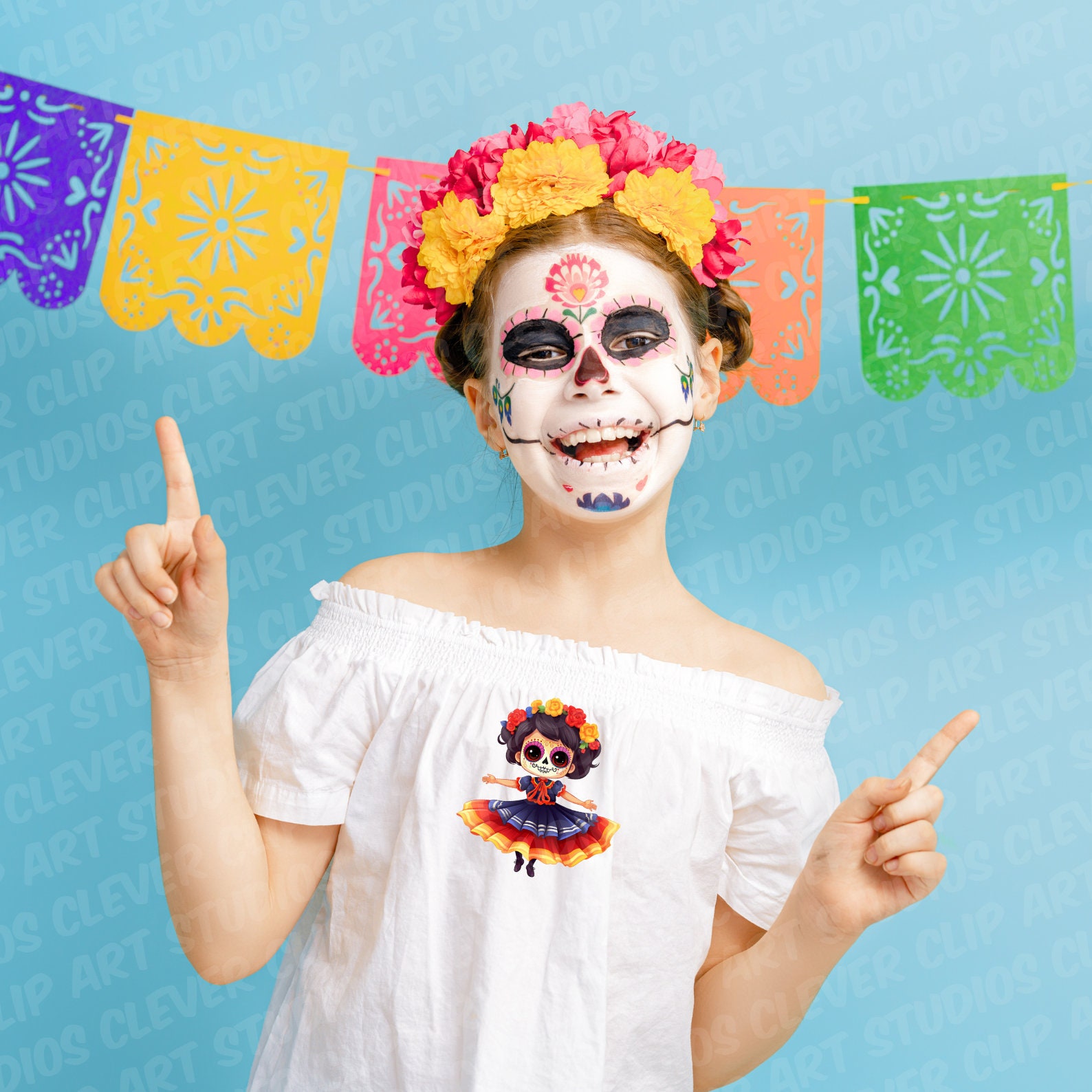 Cute Day of the Dead Clipart Kawaii Dia De Los Muertos Transparent PNG ...
