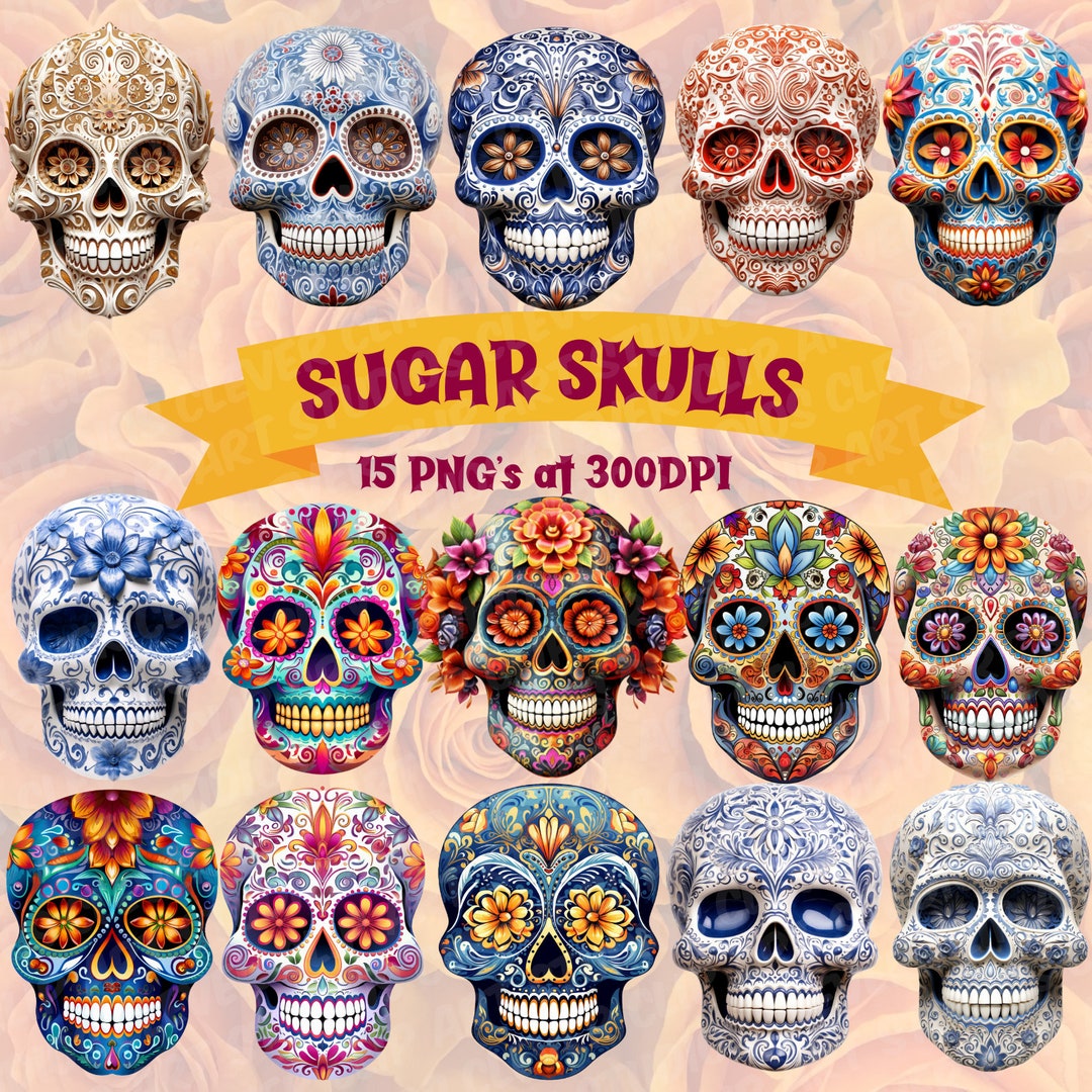 Sugar Skull Clipart Collection Traditional Mexican Dia De Los Muertos ...