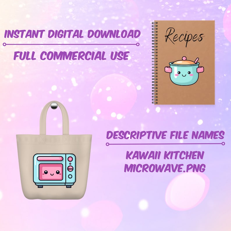 Cute Kawaii Kitchen Clipart Bundle Kawaii Downloadable Clipart Cute ...