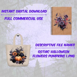 Gothic Halloween Flowers Clipart Bundle Gothic Graphics Dark Moody ...
