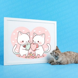 Cute Kawaii Cats Valentines Day Clipart Bundle Kawaii Cute Kitten ...