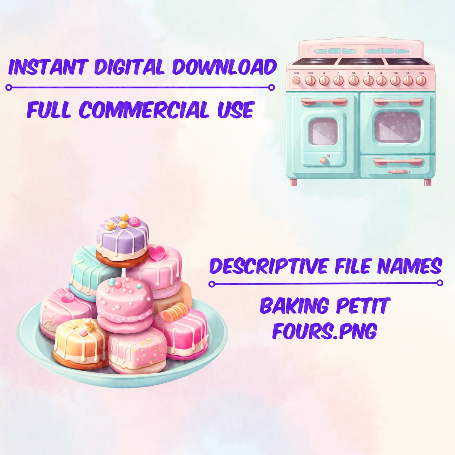Cute Baking Clipart Bakers Gonna Bake PNG Bundle Pastel Kitchenware ...