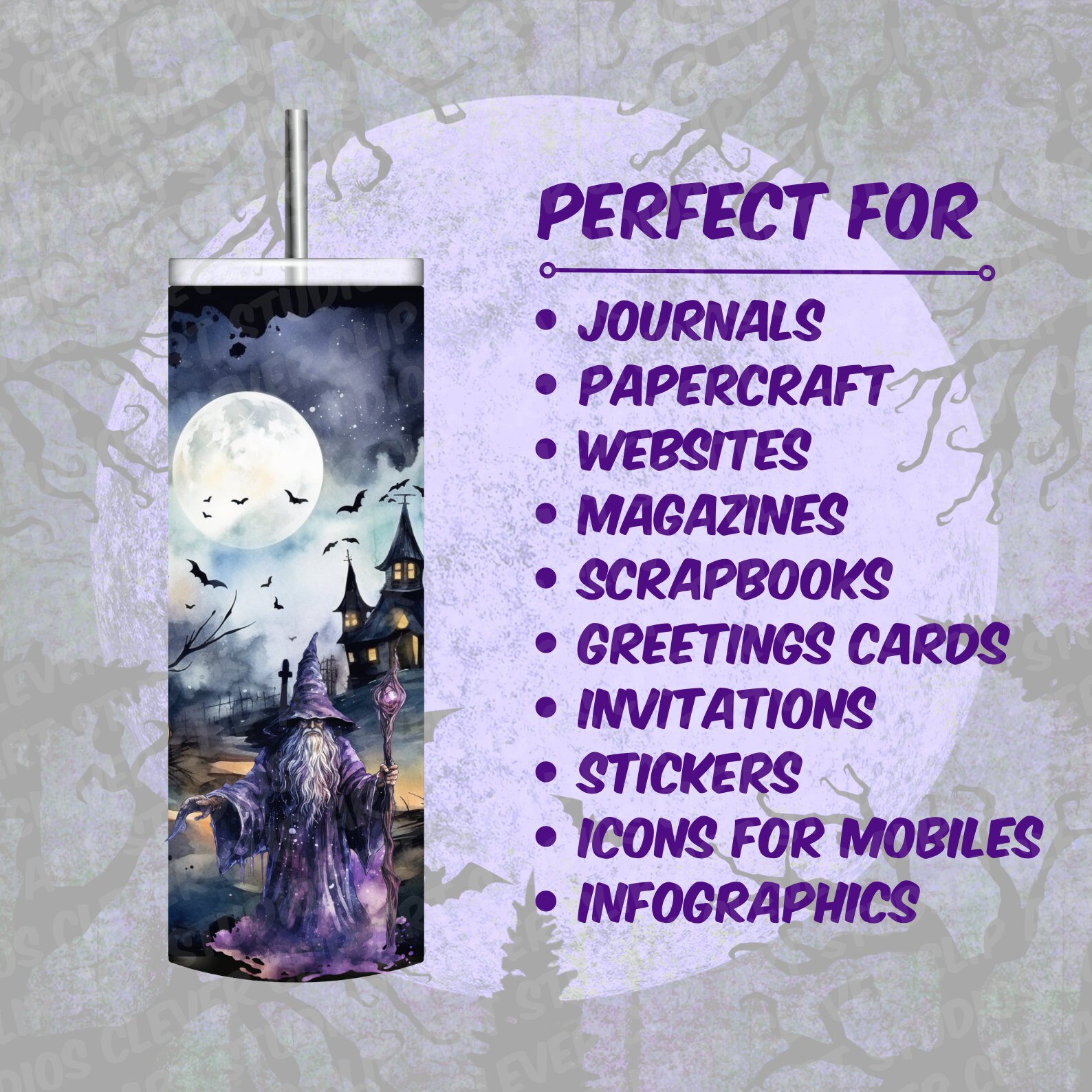 Scary Watercolor Halloween Clipart Spooky PNG Bundle Creepy - Etsy