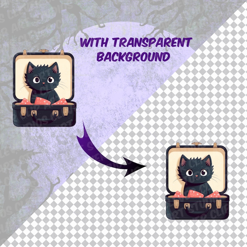 Kawaii Black Cats Cute Halloween Clipart Witches Cat Transparent PNG ...