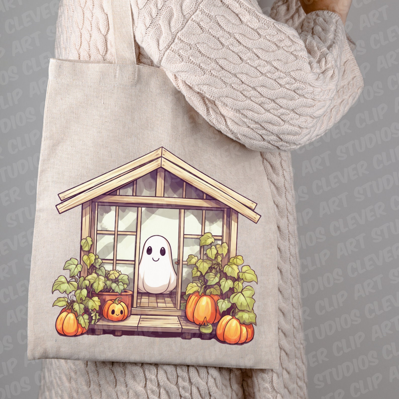 Garden Ghost Spooky Cute Clipart Bundle Halloween Ghost Transparent PNG ...