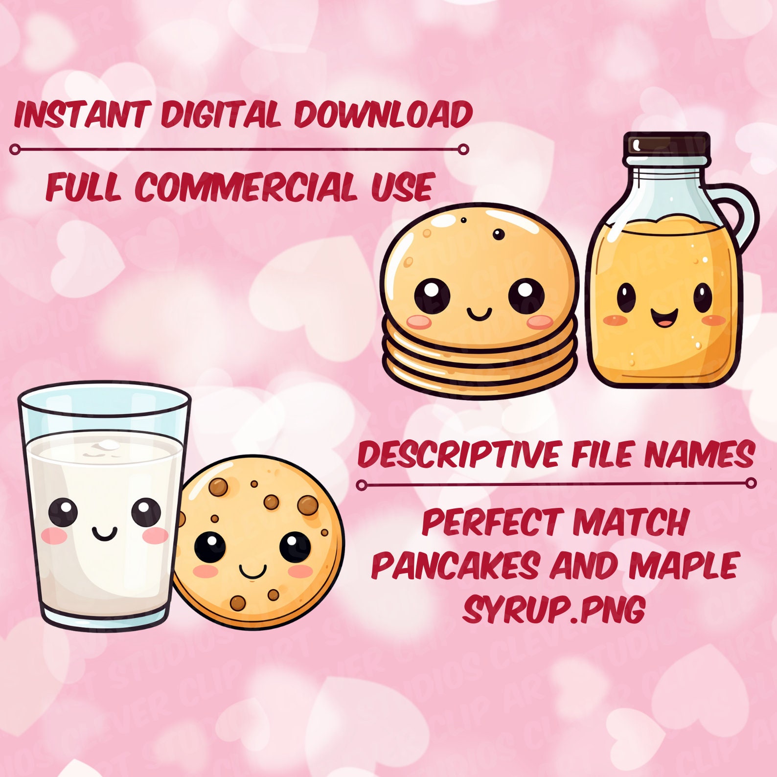 Perfect Match Cute Kawaii Food Couples PNG Best Friends Clipart Kawaii ...