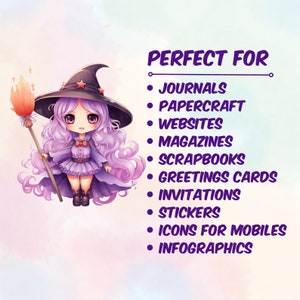 Witchy Kawaii Halloween Cute Clipart Bundle Halloween Printable ...