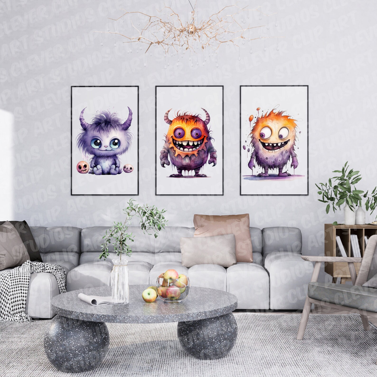 Creepy Cute Watercolor Halloween Clipart Spooky PNG Bundle Creepy Cute ...