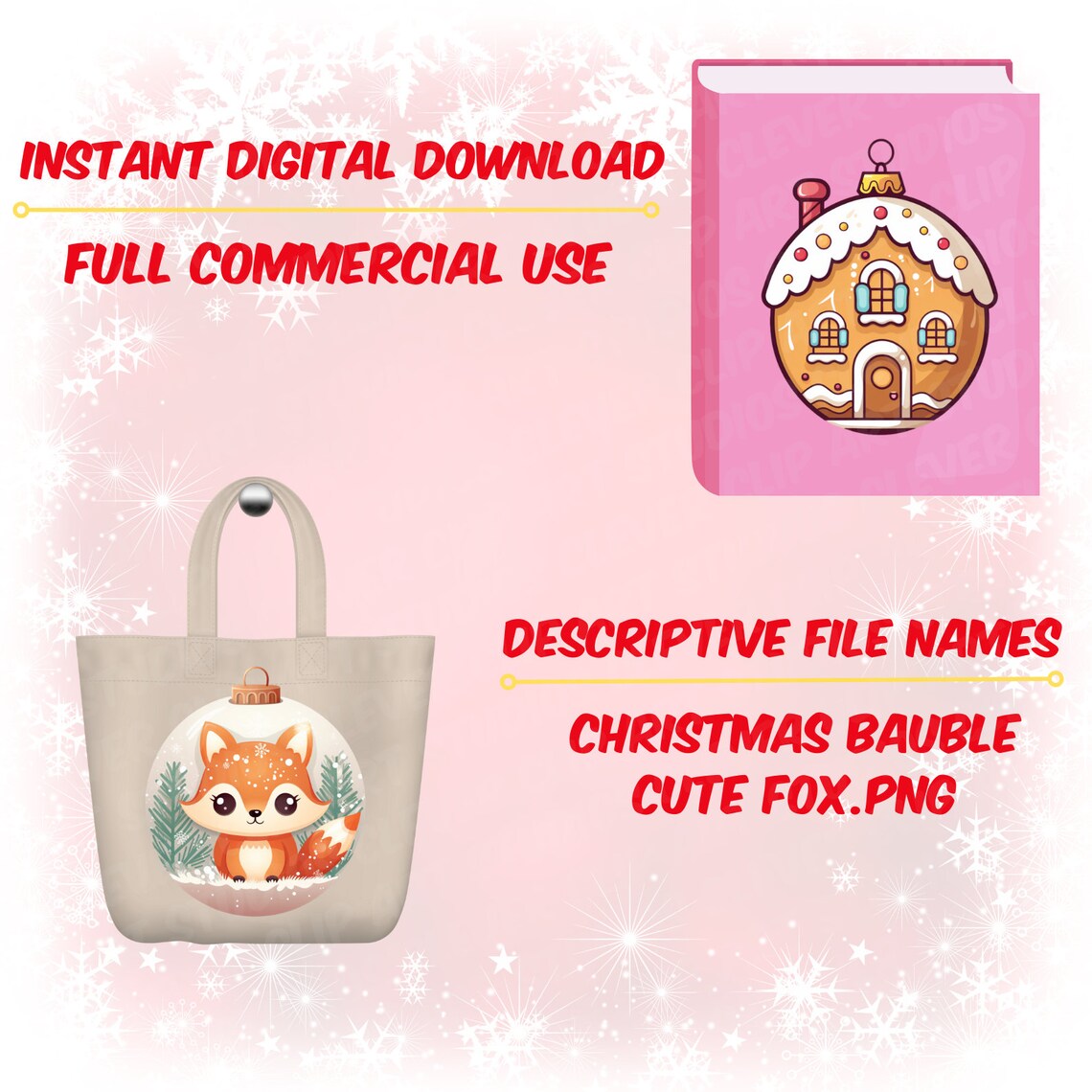 Cute Christmas Baubles Clipart Bundle Kawaii Downloadable Xmas ...
