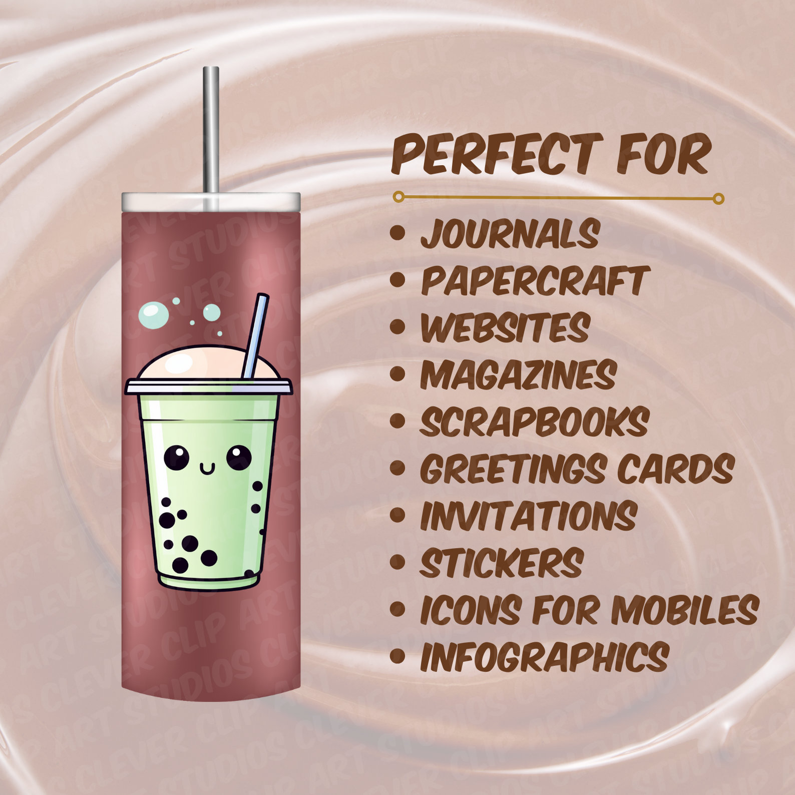 Kawaii Drinks Mega Bundle Cute Coffee Bubble Boba Tea Hot Chocolate ...