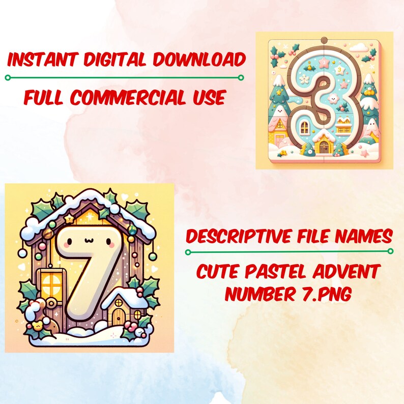 Cute Advent Calendar Numbers Kawaii Christmas Printable Advent Numbers ...