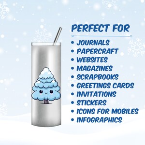 Cute Winter Wonderland Clipart Snowy Forest Animals PNG Kawaii Winter ...