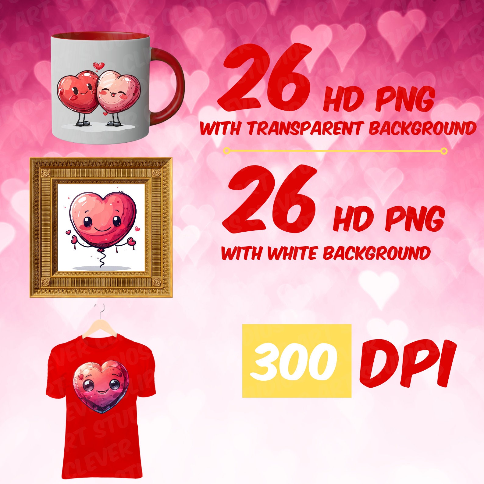 Cute Valentine Heart Clipart Kawaii Valentines Day Heart PNG Sweet ...