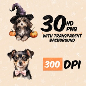 Halloween Dogs Watercolor Clipart Halloween PNG Dog Bundle Cute Dogs ...