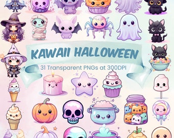 Kawaii Halloween Cute Pastel Candy Clip Art Bundle Happy Halloween ...