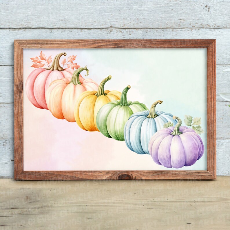 Pastel Pumpkin Clipart Cute Halloween PNG Bundle Watercolor Fall ...