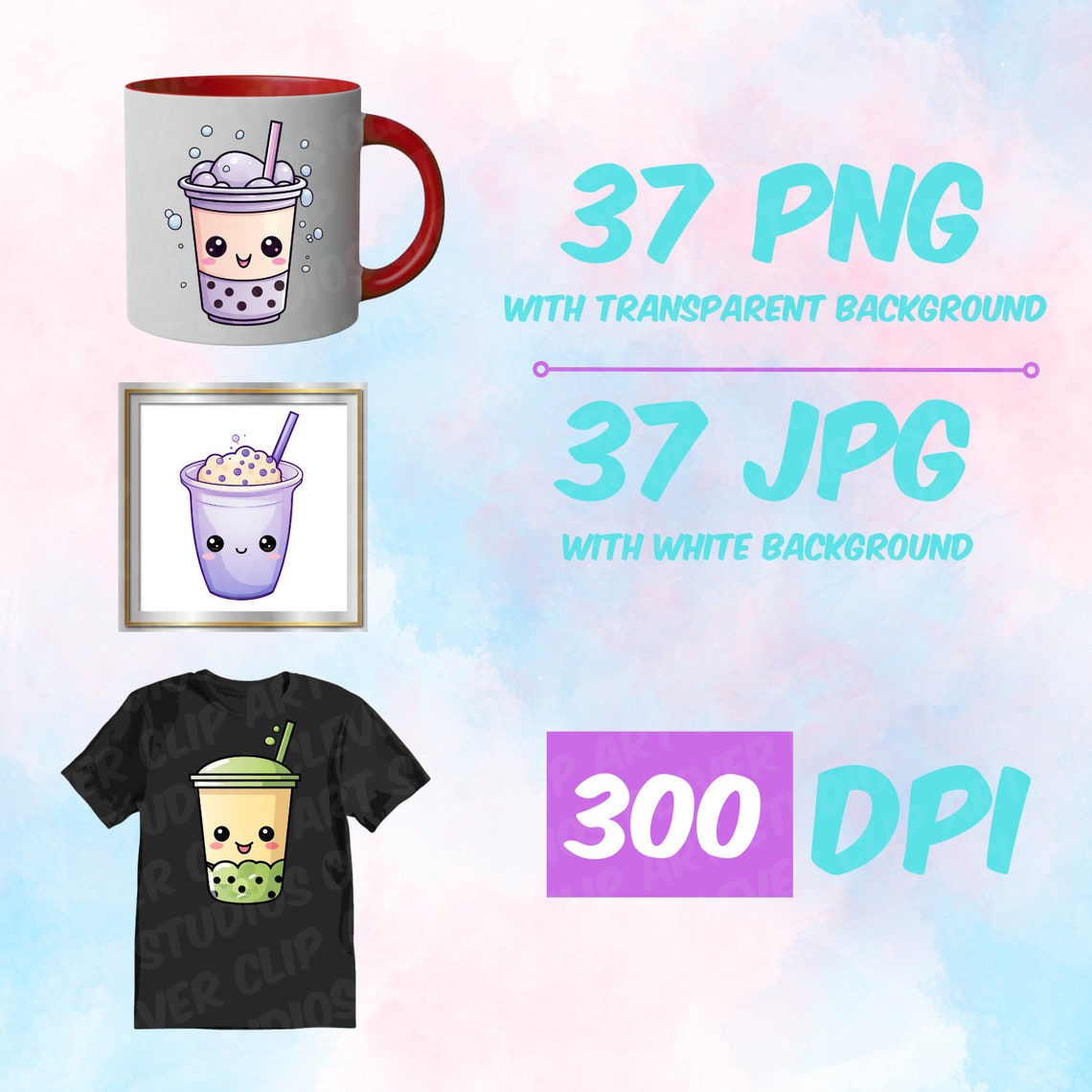Kawaii Cute Boba Tea Clipart Collection Kawaii Boba Tea PNG Bundle Cute ...