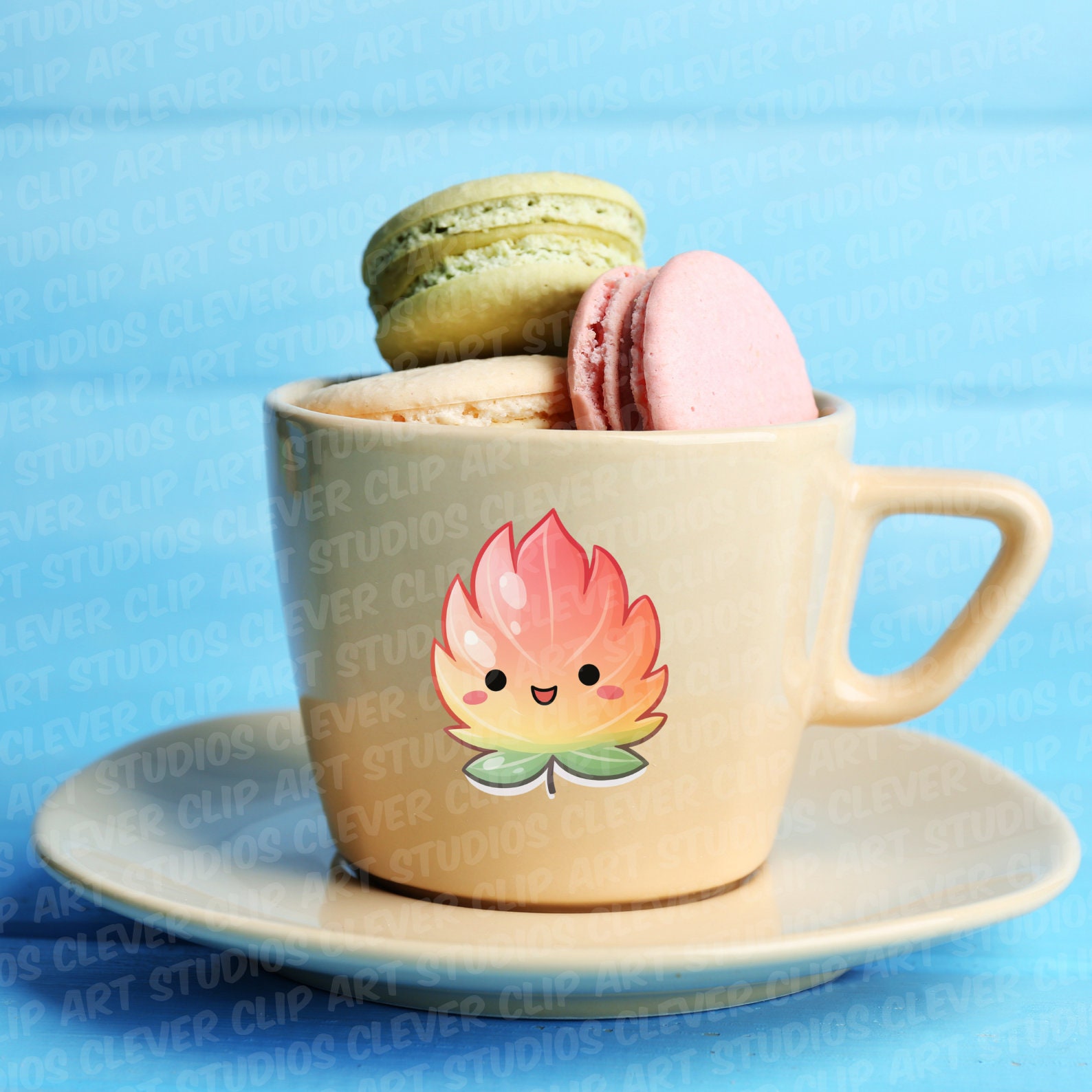 Kawaii Leaves Cute Fall Autumn Leaf Clipart Watercolor Botanical Art ...