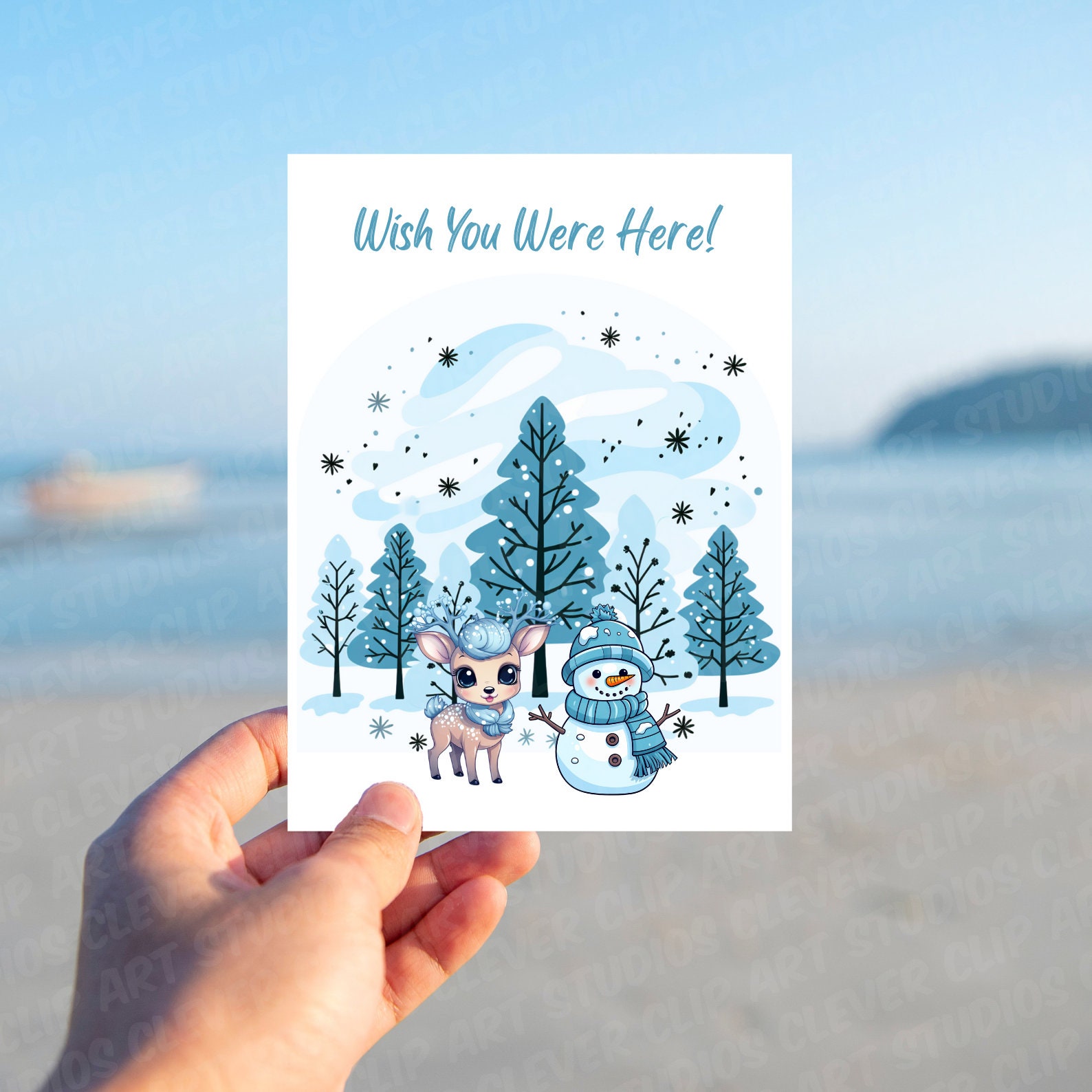 Cute Winter Wonderland Clipart Snowy Forest Animals PNG Kawaii Winter ...