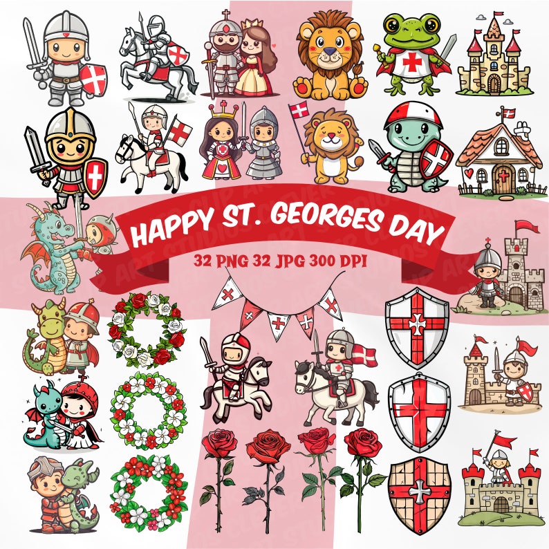Patron Saint PNG Mega Bundle Cute Clipart St George St Patrick St ...