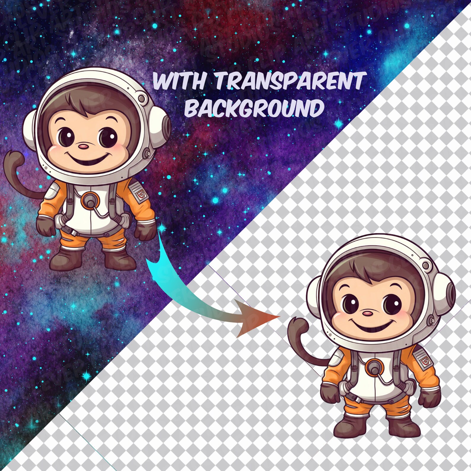 Kawaii Space Clipart Cute Astronaut PNG Bundle Kawaii Planet Stars Sun ...