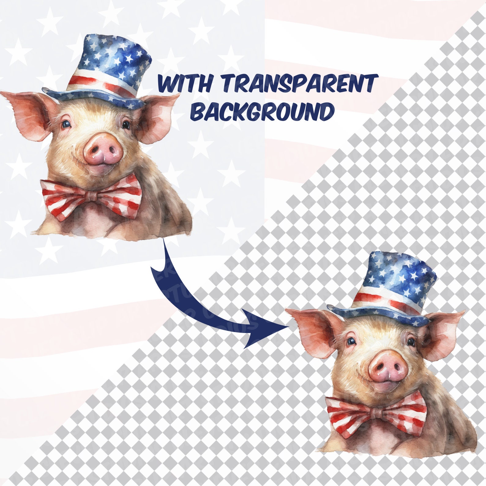 Cute Patriotic 4th July Clipart Mega Bundle USA Independence Day PNG ...