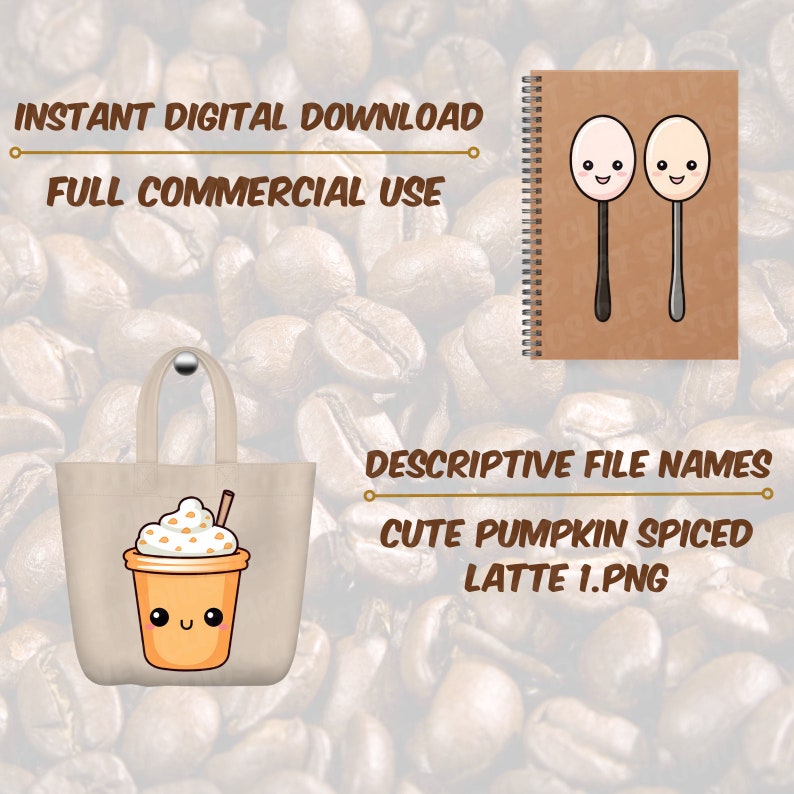 Kawaii Cute Coffee Clipart Collection Kawaii Coffee Cup PNG Bundle ...