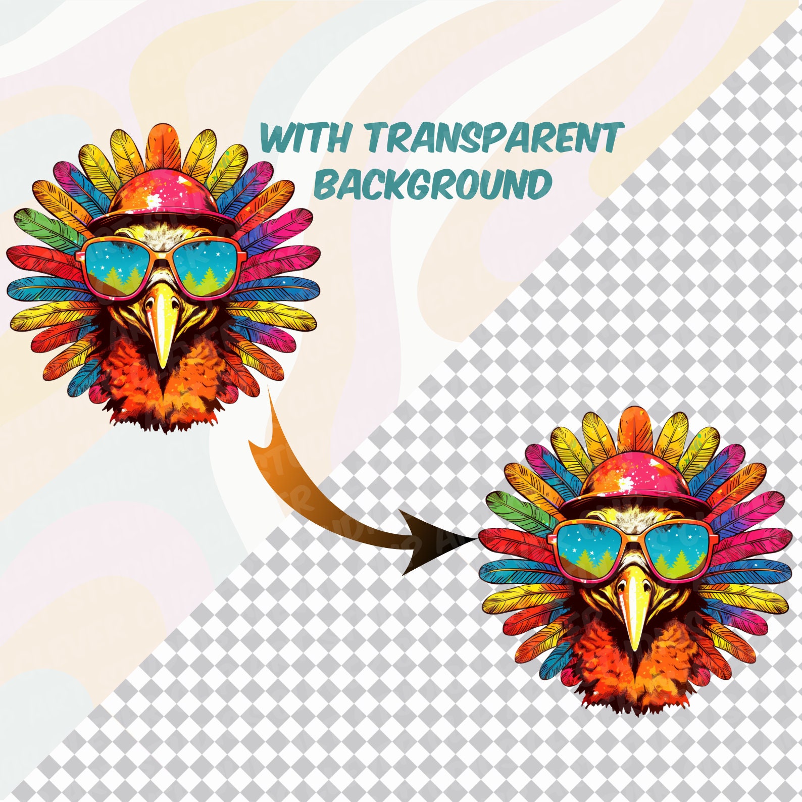 Retro Groovy Thanksgiving Clipart Bundle Cute Fall PNG Bundle Autumnal ...