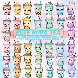 Kawaii Drinks Mega Bundle Cute Coffee Bubble Boba Tea Hot Chocolate ...