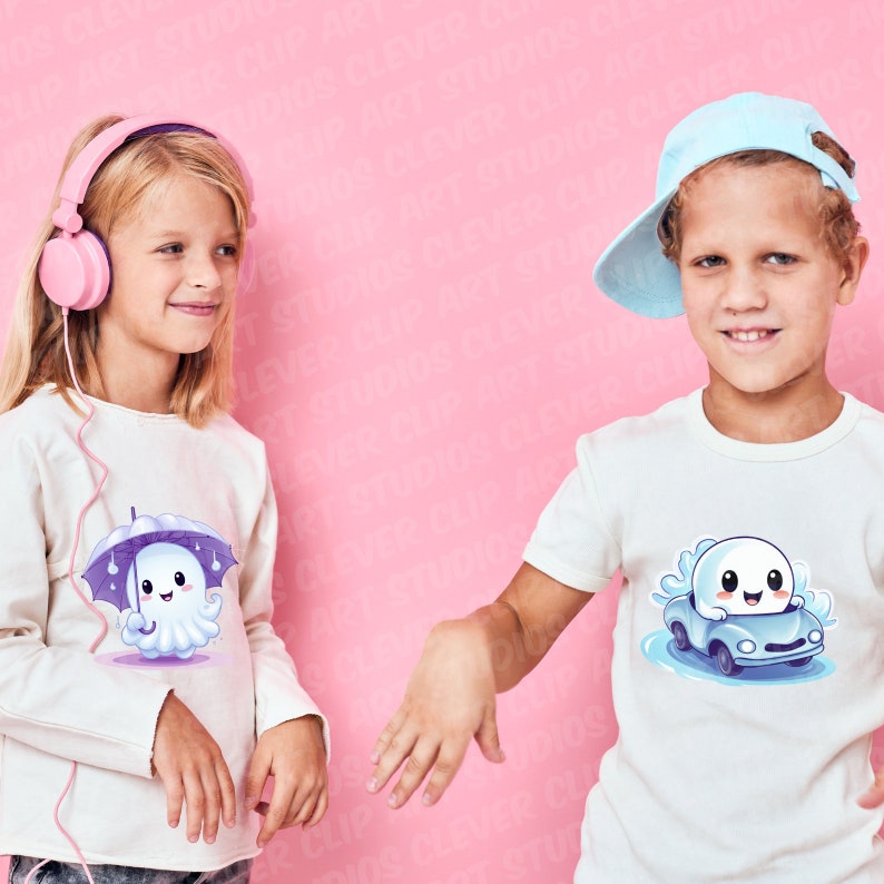 Kawaii Ghosts Cute Halloween Clipart Bundle Digital Halloween Kawaii ...