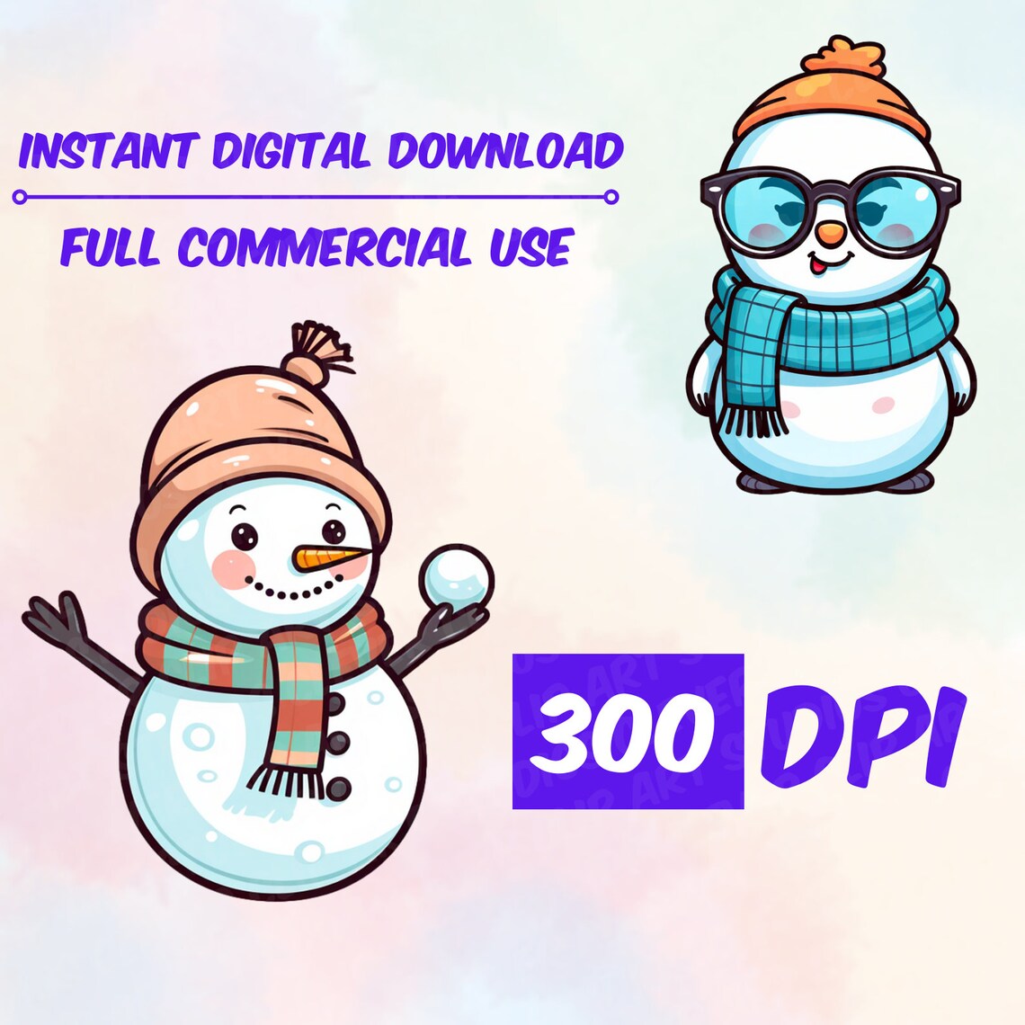 Kawaii Cute Snowman Clipart Bundle Cute Decorative Snowman Snowmen ...
