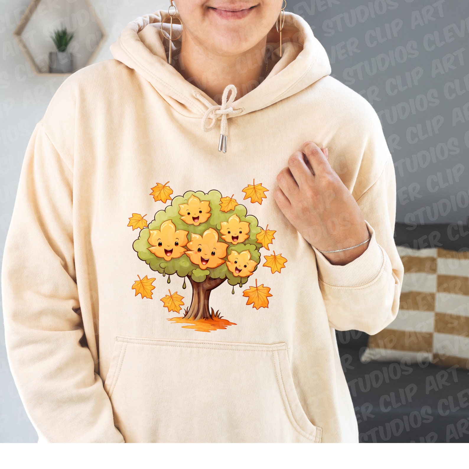 Cute Maple Leaves Clipart Bundle Kawaii Autumn Maple Leaf Cute Fall PNG ...