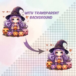 Witchy Kawaii Halloween Cute Clipart Bundle Halloween Printable ...