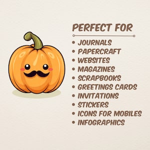 Kawaii Pumpkins Cute Halloween PNG Bundle Clipart Pumpkin Faces ...