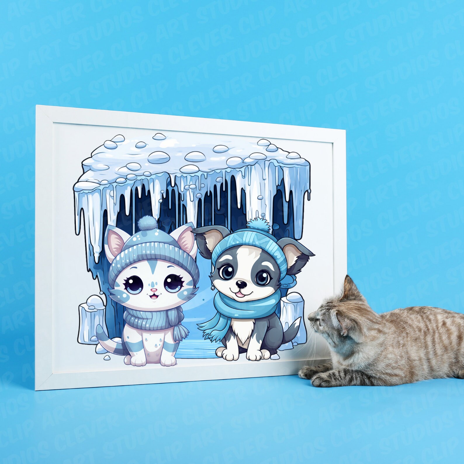 Cute Winter Wonderland Clipart Snowy Forest Animals PNG Kawaii Winter ...