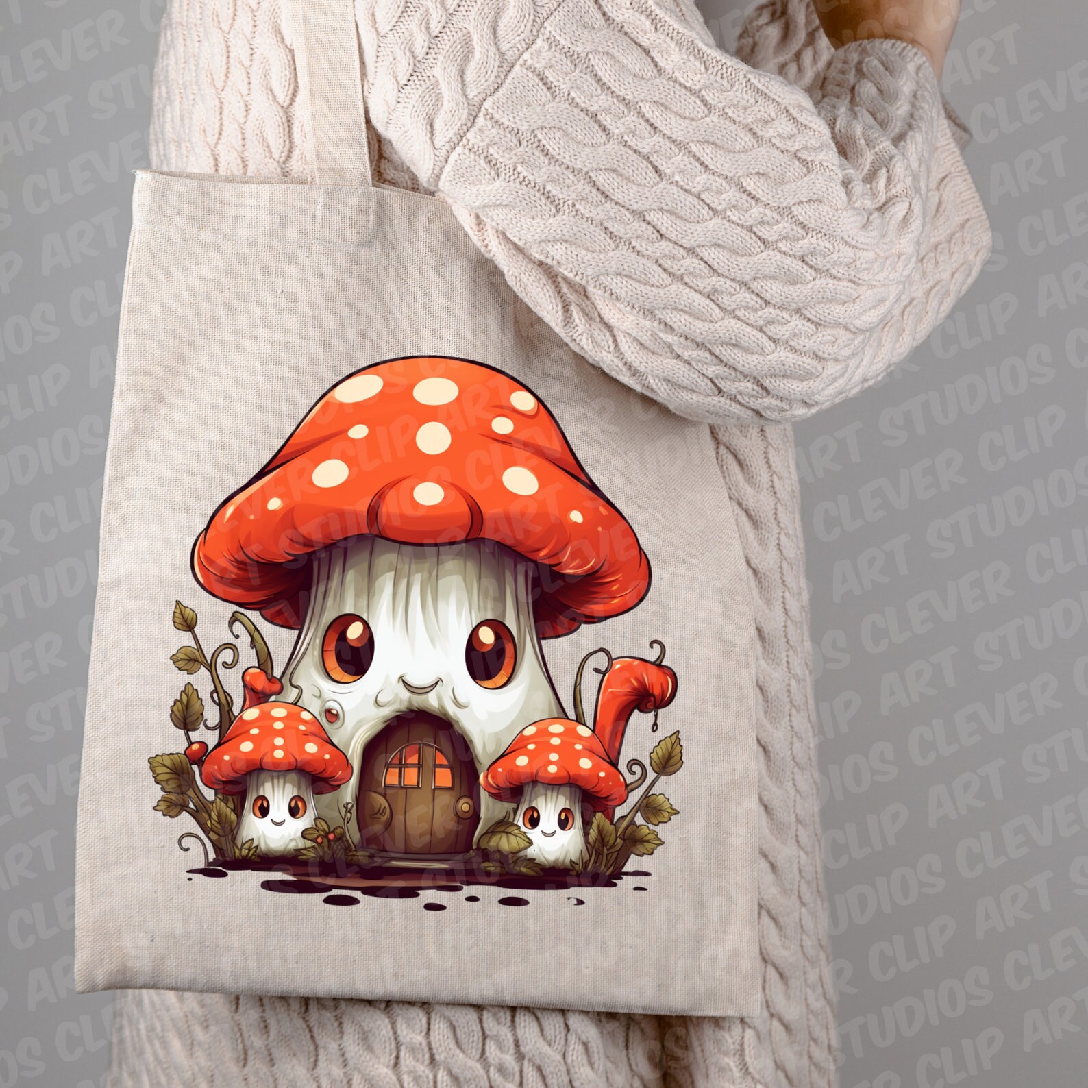 Halloween Mushrooms Clipart Cute Kawaii Mushroom Fun Fungi PNG Bundle ...
