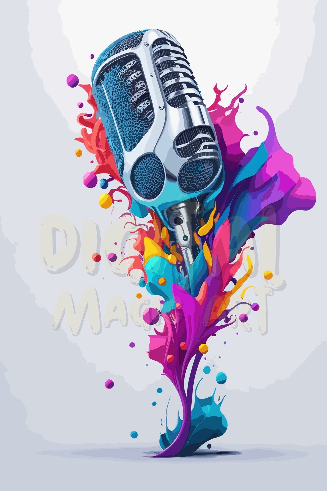 Abstract Art, Microphone and Guitar, Digital Clipart, Splashed Art ...
