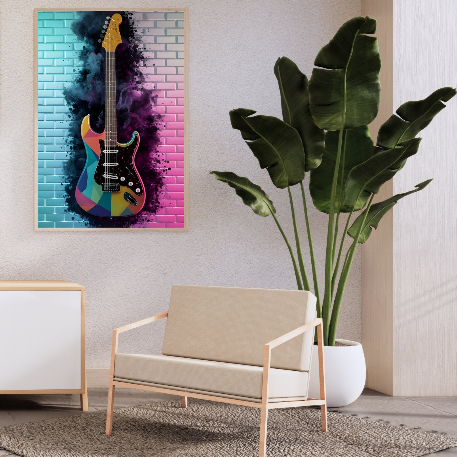 Abstract Art, Microphone and Guitar, Digital Clipart, Splashed Art ...