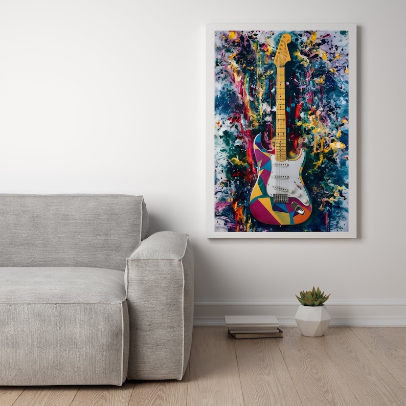Abstract Art, Microphone and Guitar, Digital Clipart, Splashed Art ...