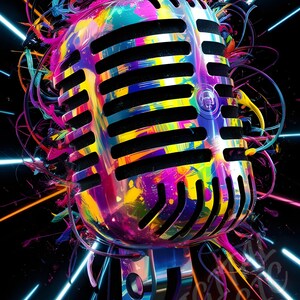 Abstract Art, Microphone and Guitar, Digital Clipart, Splashed Art ...