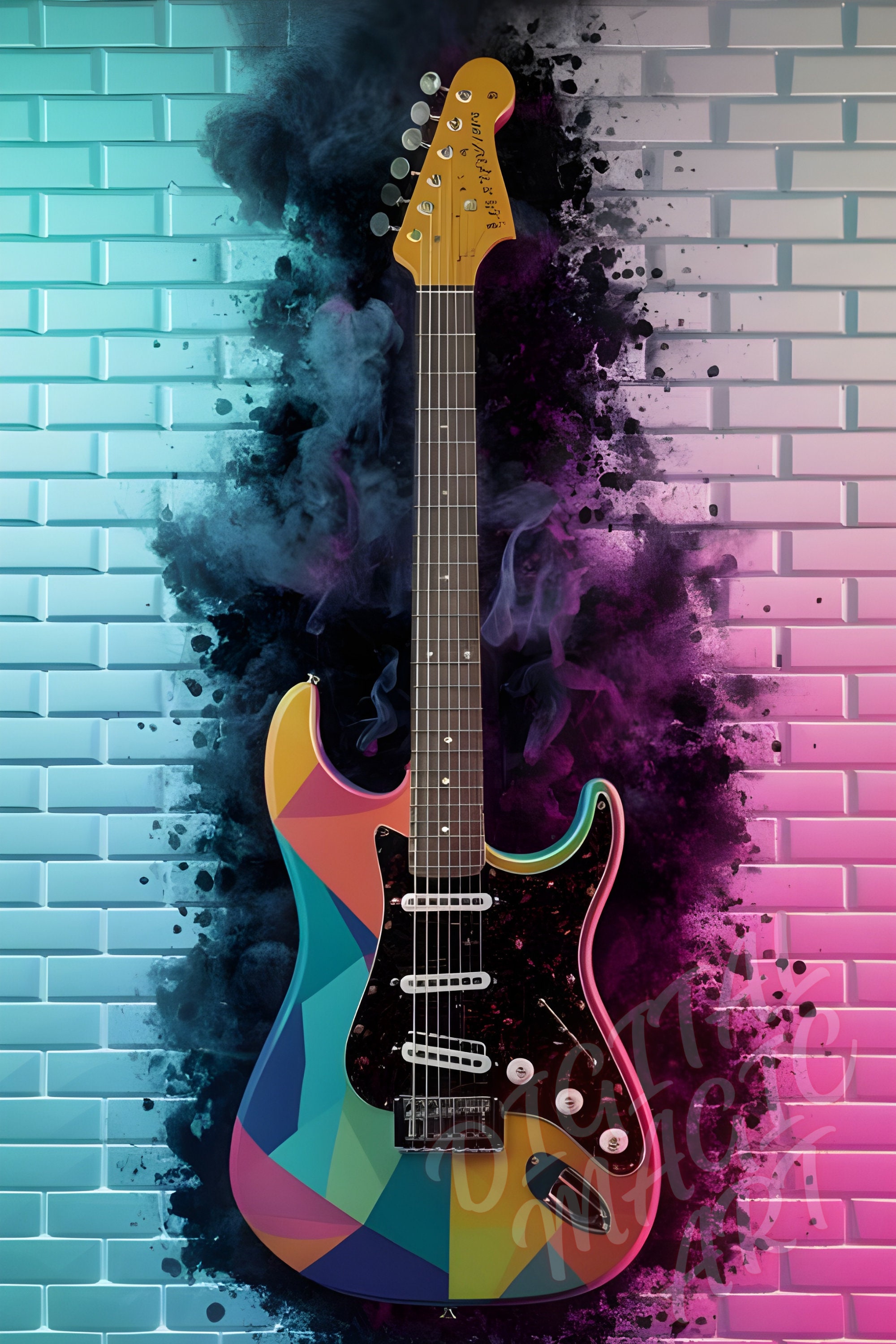Abstract Art, Microphone and Guitar, Digital Clipart, Splashed Art ...