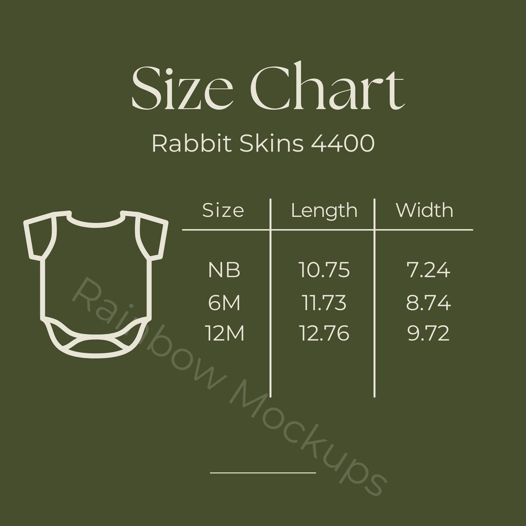 RABBIT SKINS 4400 Size Chart Simple Rabbits Skins Size Chart - Etsy