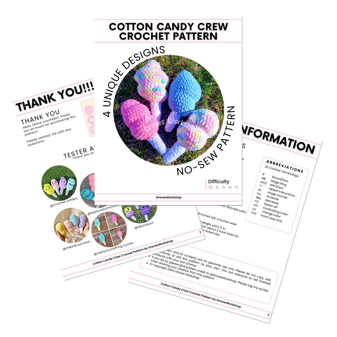Cotton Candy Crew Crochet Pattern, Pattern Bundle - Etsy