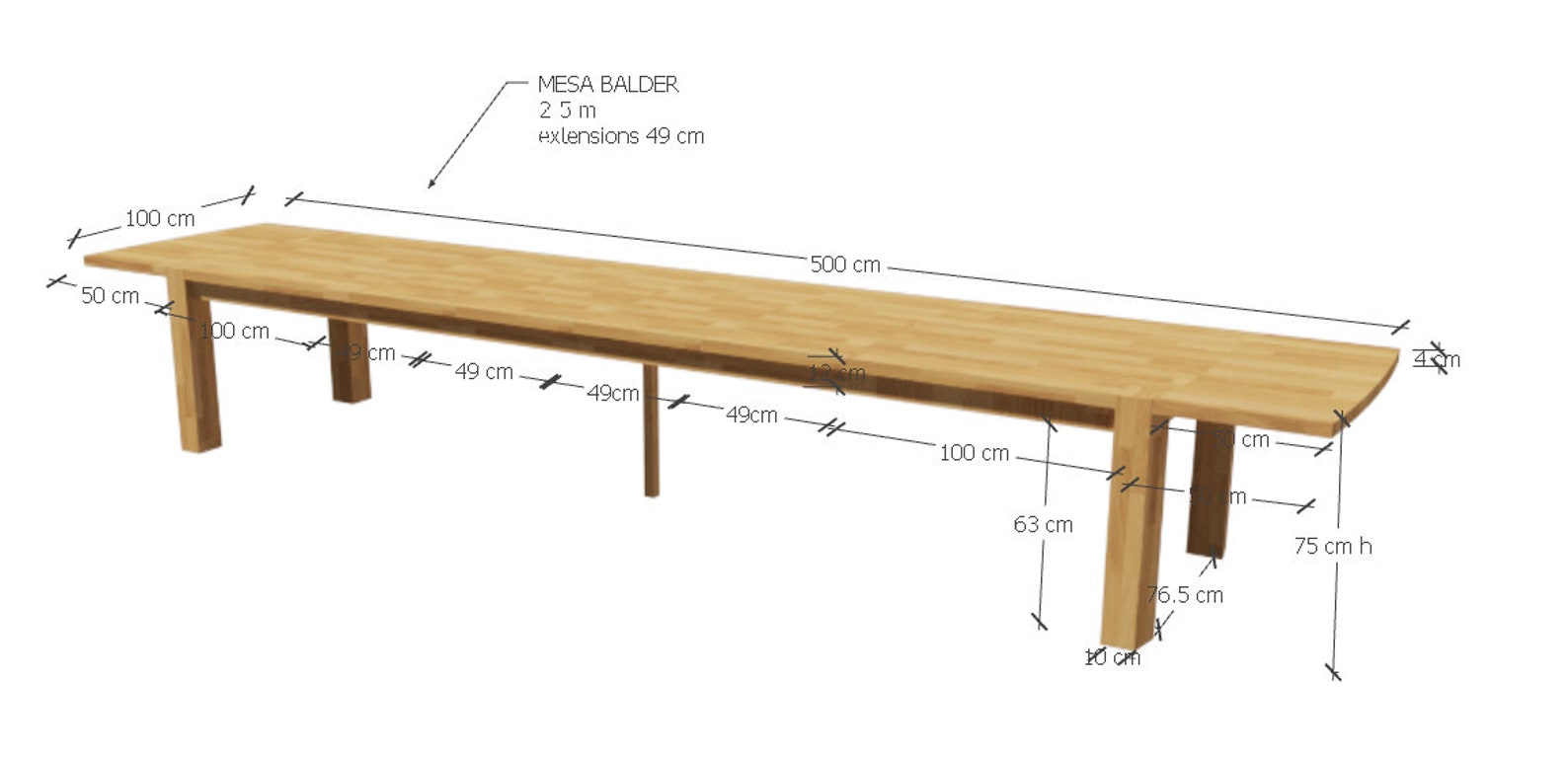 Large Dining Table up to 5 Meters, Solid Oak Extendable Table, Wooden ...