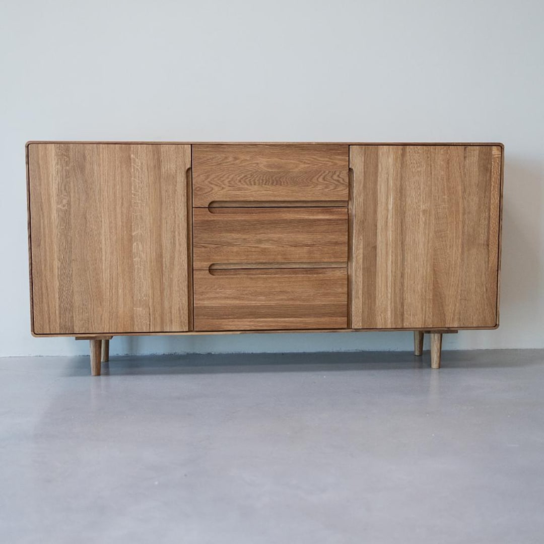 Solid Oak Sideboard: Scandinavian Modern Design - Etsy