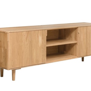 Solid Oak Wood TV Cabinet Stand, Modern Scandinavian, Meuble TV En Bois De Chêne Massif, Tv ...