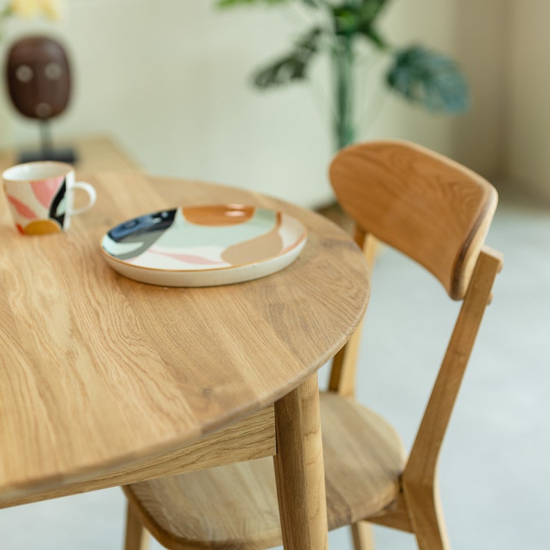 Solid Oak Round Extendable Dining Table - Scandinavian Style - Etsy