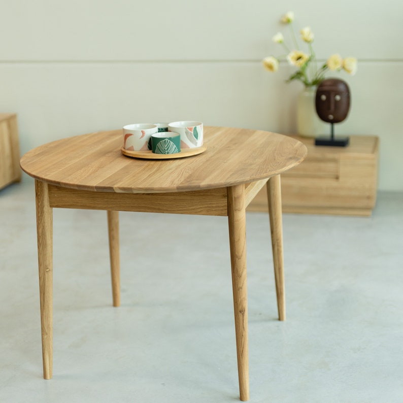 Solid Oak Round Extendable Dining Table - Scandinavian Style - Etsy