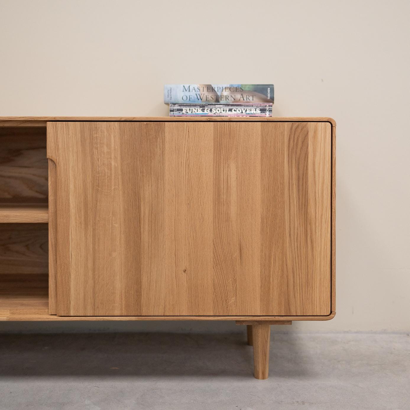 Solid Oak Wood TV Cabinet Stand, Modern Scandinavian, Meuble TV En Bois De Chêne Massif, Tv ...